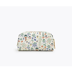 RIFLE PAPER CO. Small Cosmetic Pouch | Store Small Accessories, Gold Zipper, Printed In Full Color With Stylized Pattern & Foil Stamped Logo, Wipe Clean (7" L × 4.25" W × 2.5" H), Menagerie