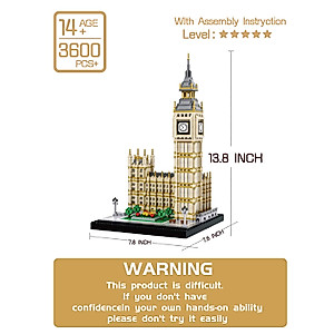 dOvOb Real Big Ben Micro Building Blocks Set (3600PCS) - World Famous Architectural Model Toys Gifts for Kid and Adult