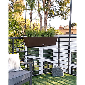Veradek Pure Series Railing Planter - Plastic Hanging Planter for Outdoor Balcony/Fence | Durable All-Weather Use with Adjustable Brackets | Modern Décor for Flowers, Succulents, Hanging Plants