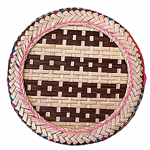 PANWA Handmade 100% Eco-Friendly Thai Bamboo Sticky Rice Serving Basket - Wickerwork with Vegetable Based Dye - Food Safe- Family Size (Toffee)