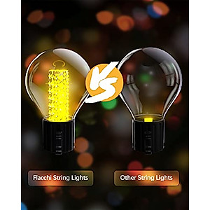 Flacchi 50Ft RGBw Smart String Lights Outdoor with Rope Fairy, Bluetooth APP & Remote Control, Color Changing Dimmable G40 Patio Lights for Balcony, Backyard, Party, Bistro, Holidays