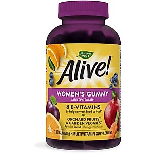 Nature’s Way Alive! Women’s Gummy Multivitamins, Vitamins & Minerals, Supports Whole Body Wellness*, Vegetarian, Mixed Berry Flavored, 130 Gummies