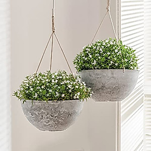 LA JOLIE MUSE Large Hanging Planters for Indoor Outdoor Plants, Hanging Flower Pots Marble Pattern (13.2 Inch,Set of 2)