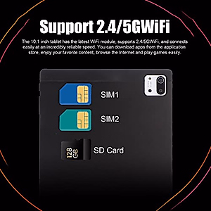 10.1 Inch Tablet, Front 5MP Rear 13MP 2.4G 5G WiFi 100240V Tablet PC for Play Games for 11.0 (US Plug)