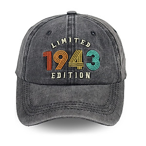 81th Birthday Decorations for Women Men, Funny 81th Birthday Gifts for Woman Man Dad Mom Grandma Grandpa, 1943 Vintage Cotton 81 Year Old Party Supplies Baseball Cap