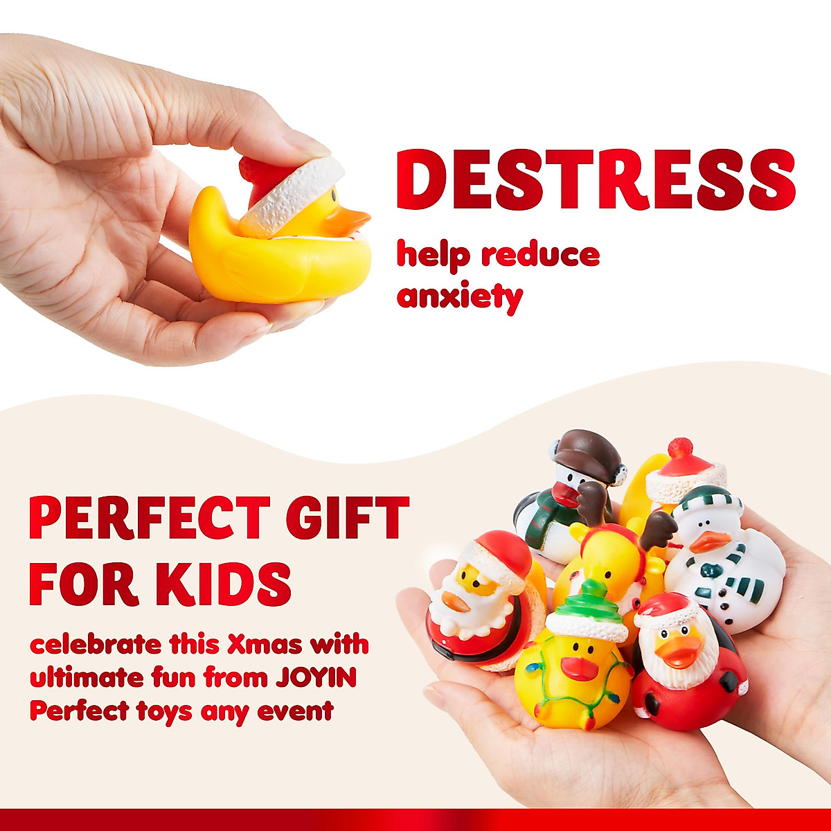 JOYIN 24 PCS Christmas Ducks for Christmas Stocking Stuffers, Xmas Rubber Duck Bath Toys for Kids Gift, Christmas Party Favor Novelty Duckies for Boys, Girls and Toddlers
