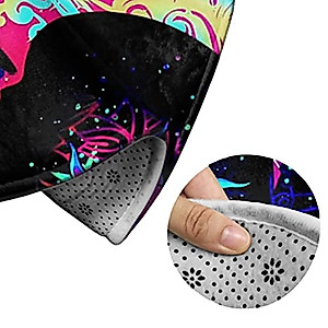 Psychedelic Sun and Moon Neon Art Round Area Rug for Bedroom, Living Room, Home, Hotel, Memory Foam Floor Pad Rugs Entryway Rug, Anti Slip Fast Dry Woman Yoga Mat (24 inch Diameter)