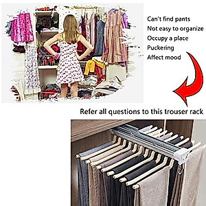 MYOYAY Pull Out Trousers Rack 22 Arms Steel Pull Out Pants Rack Pants Hanger Bar Clothes Organizers for Closet for Space Saving and Storage Maximum Load 33lbs Beige 23.4x18x5.7inch