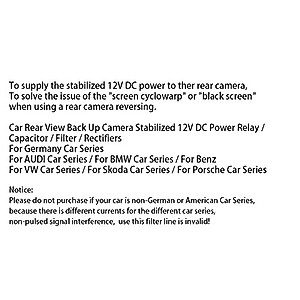 Dasaita 12V DC Power Relay Capacitor Filter Rectifiers for Car Rear View Back Up Camera -Aftermarket Camera