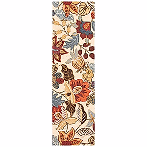 SAFAVIEH Jardin Collection Runner Rug - 2'3" x 8', Beige & Multi, Handmade Floral Wool, Ideal for High Traffic Areas in Living Room, Bedroom (JAR952A)
