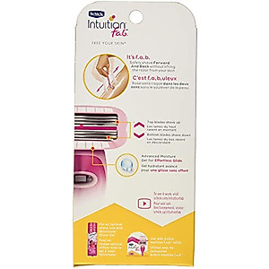 Schick Intuition f.a.b. Razor, Effortless Shaving for Women, 1 Handle and 2 Razor Blade Refills