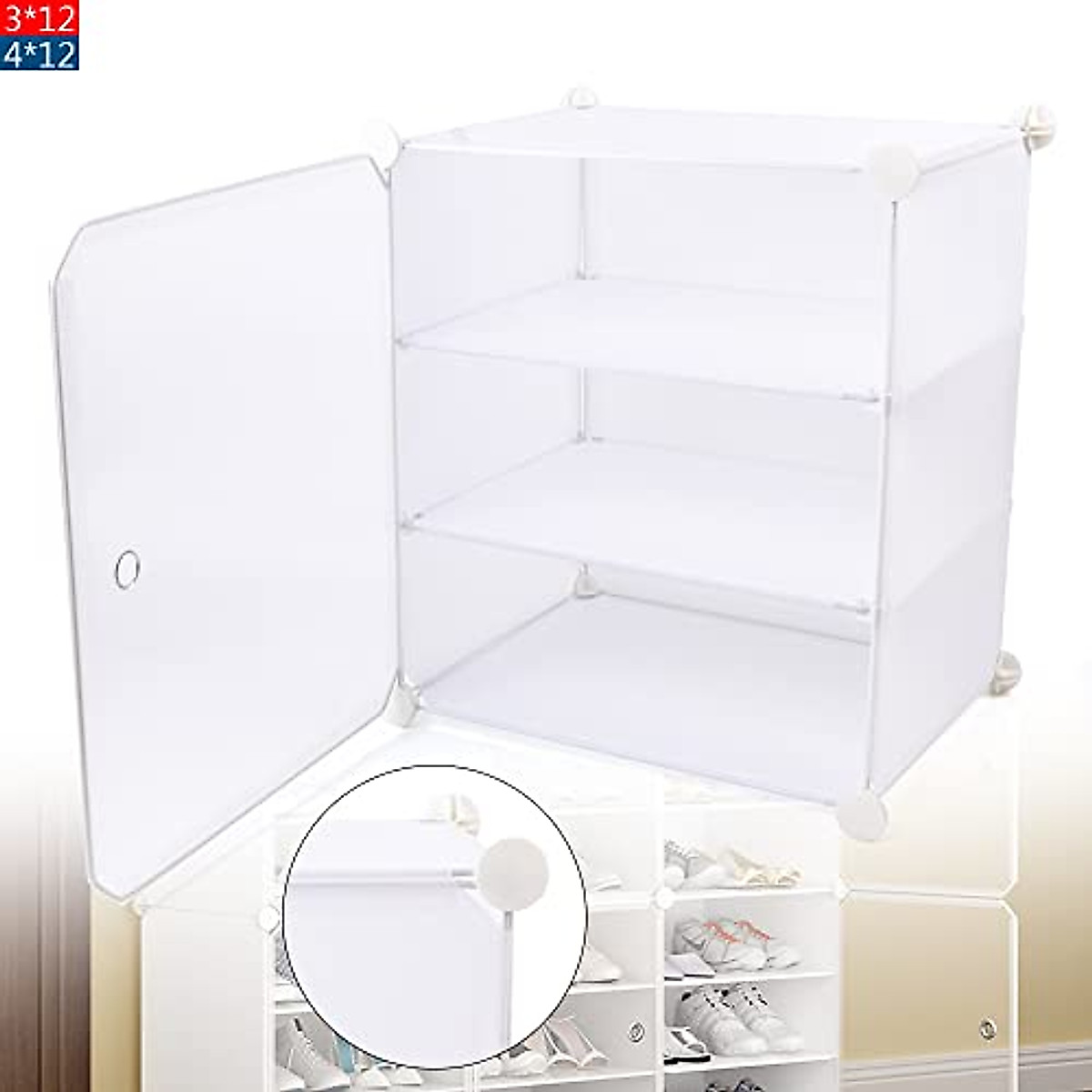 MONIPA 36/48 Pack Shoes Storage Boxes with Lid, Cube Unit Organizer Cabinet Shelf - Clear Stackable Shoe Containers Bins Holders for Closet Bedroom Small Space (48)