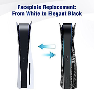 TESSGO PS 5 Disc Edition Cellular Black Face Plates Cover Shell Case for Play station 5 Console
