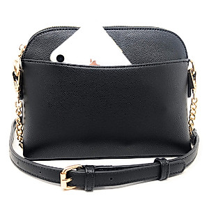 lola mae Dome Satchel Crossbody Bag for Women, Lightweight Multi Pockets Messenger Shoulder Purse Top Zipper (Black)