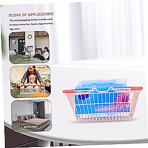 TIDTALEO Shopping Basket Hanging Basket Grocery Basket Makeup Hamper Plastic Storage Baskets Storage Baskets Pink Storage Basket Shopping Storage Basket Pretend Play Shopping Basket