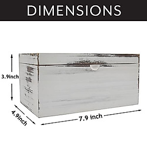 YESTOO Rustic Wooden Box with Hinged Lid, Farmhouse Laundry Wooden Storage Container Holder, Dryer Sheet Holder for Fabric Softener Sheets,Laundry Room Decor Grayish-White