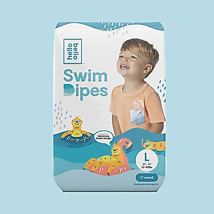 Hello Bello Premium Swim Diapers I Affordable Hypoallergenic and Eco-Friendly Disposable Swim Dipes for Babies and Kids I Size Large - Diaper Size 6 I Swimming Sloths Design I 51 Count (3 Packs of 17)