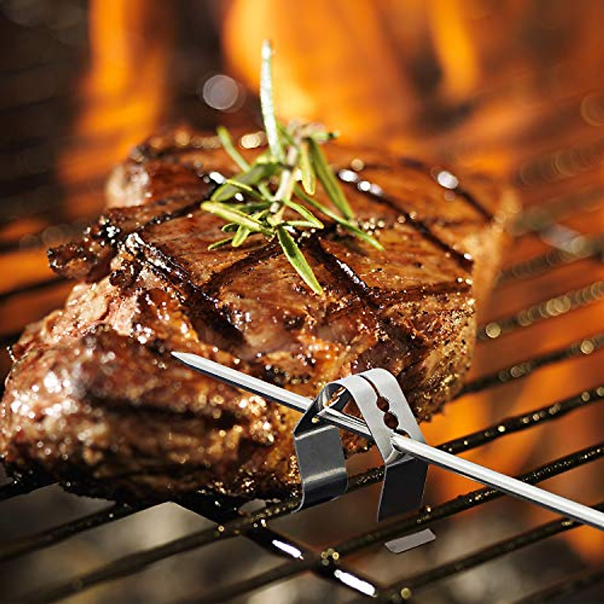 8 Pieces 2 Styles Probe Holder Clip Meat Grill Temp Probe Clip Barbecue Universal A Style Design Probe Holder, Single and Three Hole for Ambient Thermometer Temperature Readings Grill Ovens