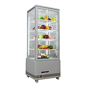 INTSUPERMAI Commercial Glass Refrigerated Cake Display Case with Interior LED Lighting Beverage Cake Refrigerator Showcase with Automatic Defrost 110V
