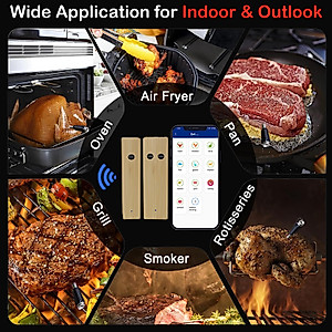 New 500FT Smart Wireless Meat Thermometer APP Control Bluetooth Wireless Digital Cooking Thermometer for Grilling and Smoking/BBQ/Oven/Smoker/Air Fryer/Stove (2*Probe)