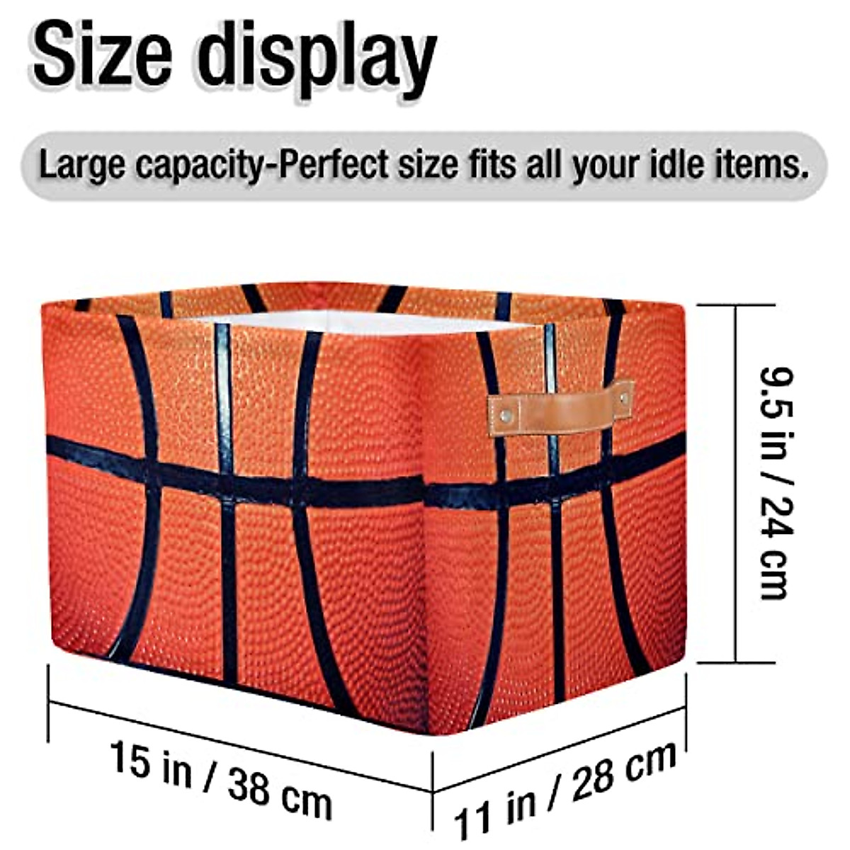 JXDXHCW Sport Ball Basketball Lace Storage Basket Cube Collapsible Canvas Sport Print Storage Bin for Organizing Shelves, Pantry, Closet, Girls Room, Clothes, Toys