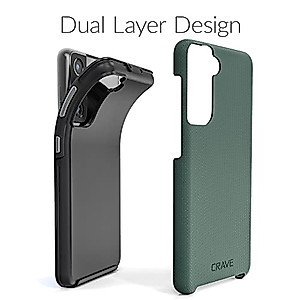 Crave Dual Guard for Galaxy S21 Case, Shockproof Protection Dual Layer Case for Samsung Galaxy S21, S21 5G (6.2 inch) - Forest Green