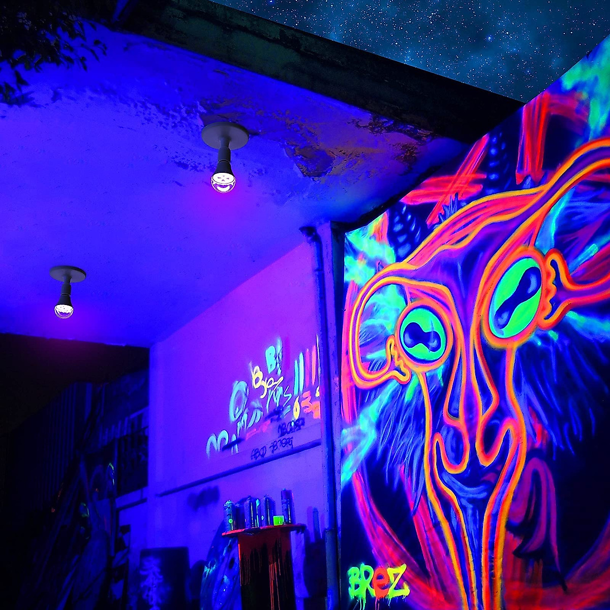 Onforu 15W LED Black Light Bulbs, A19 E26 120W Equivalent Blacklight Bulb for Glow in The Dark, Halloween Lights, 120V, Level 385-400nm, Blacklight Party, Body Paint, Fluorescent Poster