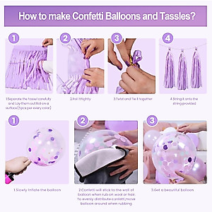 Purple Pink Birthday Party Decorations for Women Girls with Happy Birthday Banner,Hanging Swirls,Tissue Paper Pompoms,Circle Dots Garland,Tassel Garland Purple Birthday Balloons (Purple)