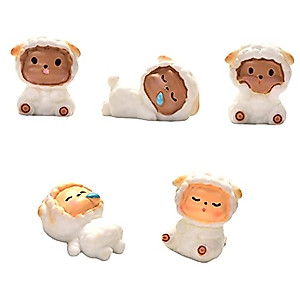 SEWACC 5pcs Lamb Doll Ornaments Car Decor Toys Lamb Accessories Cartoon Lamb Craft Delicate Lamb Ornaments Succulent Flower Pot Lamb Figurines for Kids Toy Lamb Trinkets Cute Baby Plastic