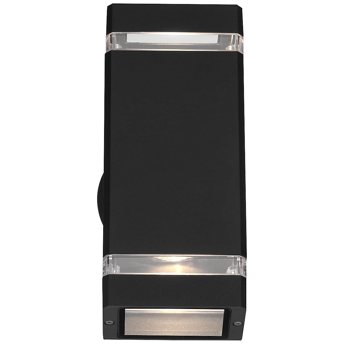 Possini Euro Design Skyridge Modern Outdoor Wall Light Fixtures Set of 2 Halogen Black Aluminum 10 1/2" Clear Glass for Exterior House Porch Patio Outside Deck Garage Yard Front Door Garden Home