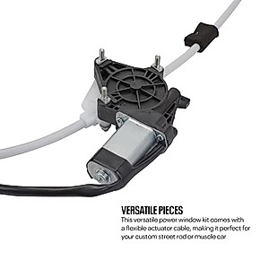 Universal 2-Door Power Window Conversion Kit for Flat Glass: Manual to Electric, Suitable for Classic Cars & Custom Street Rods, Includes OEM Style Switches, Wiring, Regulator, Crossover Kit - 12V