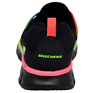 Skechers Sport Women's Loving Life Memory Foam Fashion Sneaker, Black/Black/Multi, 11 M US