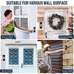 Dreyoo Metal Doorbell Push Button, Heavy Duty Metal Door Bell Wired Button LED Lighted Wall Mounted Door Bell Push Buttons for Home Universal Garage Door Opener Switch (Black)