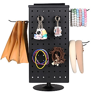 Storage Standard Metal Spinning Peg Board Displays - 17" Earring Display Stand for Retail & Shows, Black Jewelry Stands - 4-Sided Craft Keychain Rack Necklace Holder