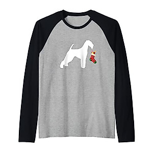 Airedale Terrier Christmas Stocking Stuffer Dog Raglan Baseball Tee