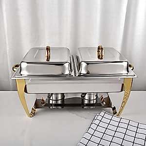 HONHPD 9 Quart Chafing Dish Buffet Set, Stainless Steel Chafing Dishes Silver Rectangular Catering Chafer Warmer with Food Tray Lid and Fuel Holder for Wedding Party Banquet Catering Events