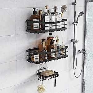 FRWUYU Shower Caddy,adhesive shower shelves Bathroom Shower Organizer Large capacity,[4-Pack],Shower Shelf for Inside Shower Rack,bathroom shower shelves,Matte Black