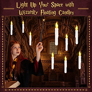 Floating Candles 12 Pcs, Halloween Decorations Candles with Magic Wand Remote Control-Battery Operated Flickering Flameless Candles for Halloween Decor, Chrismas Party, Birthday, Wedding, Church
