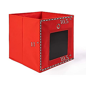 PINKBlUE Set of 4 Foldable Fabric Basket Bins, Collapsible Storage Organizer Cube 10.5 x 10.5 x 11 inch for Nursery, Playroom, Kids, Living Room