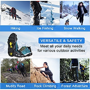 Ice Cleats for Shoes Boots Snow Traction Cleat Crampons for Walking on Snow and Ice 28 Studs Ice Snow Walk Traction Cleats Non-Slip Shoe Grippers Stretch Footwear for Hiking Walking Jogging Climbing