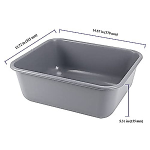 MAAIGU Set of 6 Plastic Bus Tubs, Commercial Bus Box, Plastic Dish Tubs Tote Box, 14 L Rectangle Utility Box, Gray