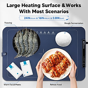 HZTzone Electric Warming Mat for Food, Electric Warming Tray with 3 Adjustable Temperature Modes, Rollable & Portable Food Warmer, Auto Shut-Off, Silicone Heating Mat for Parties Buffet, Gatherings