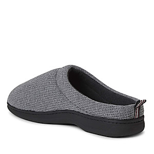 Dearfoams Men's Nathan Waffle Knit Clog Slipper, Dark Heather Grey, Large