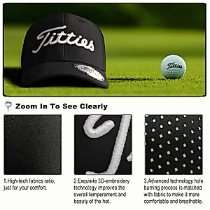 Tittiess Golf Hats for Men Women,Funny Titties Golf Gifts Baseball Cap for Adults Humor,White 1