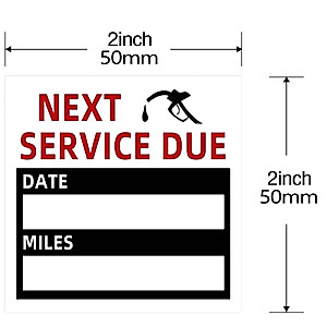 100 Pieces Oil Change Stickers，Service Reminder Labels, Auto Maintenance Service Due Reminder Stickers Labels，2 x 2 Inch, 1 Roll (Black)