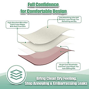 wegreeco Bamboo Nursing Breast Pads (14 Pack) + Laundry Bag & Travel Storage Bag, 4.7 inch Option - Washable & Reusable Breastfeeding Nursing Pads (Mild, Large)