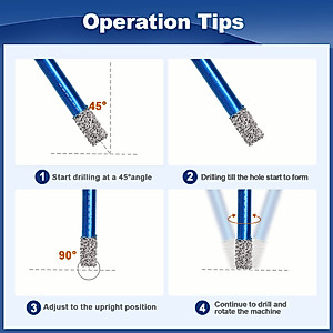 Diamond Core Drill Bit Set - 6/8/25/35 Diamond Hole Saw & for Porcelain Tile Ceramic Marble Granite Drilling 1-3/8"Diamond Chamfer bit with 5/8-11 Thread&Adapter