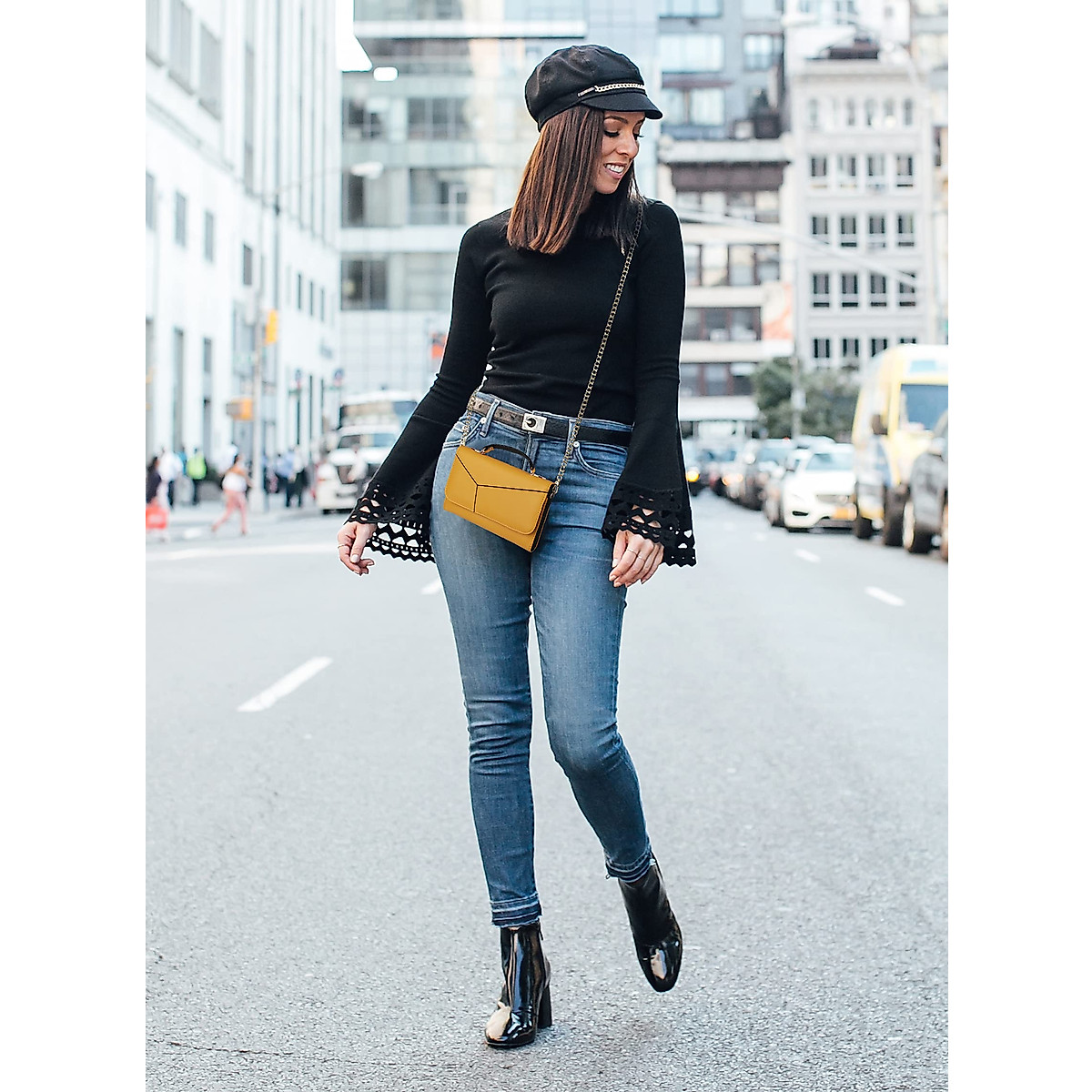 YALUXE Small Purse Clutch for Women Genuine Leather Evening Bag with Detachable Chain