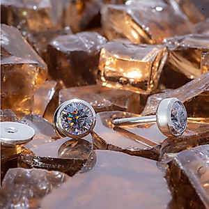 ComfyEarrings CZ Crystal Bezel Stud Earrings, Stainless Steel