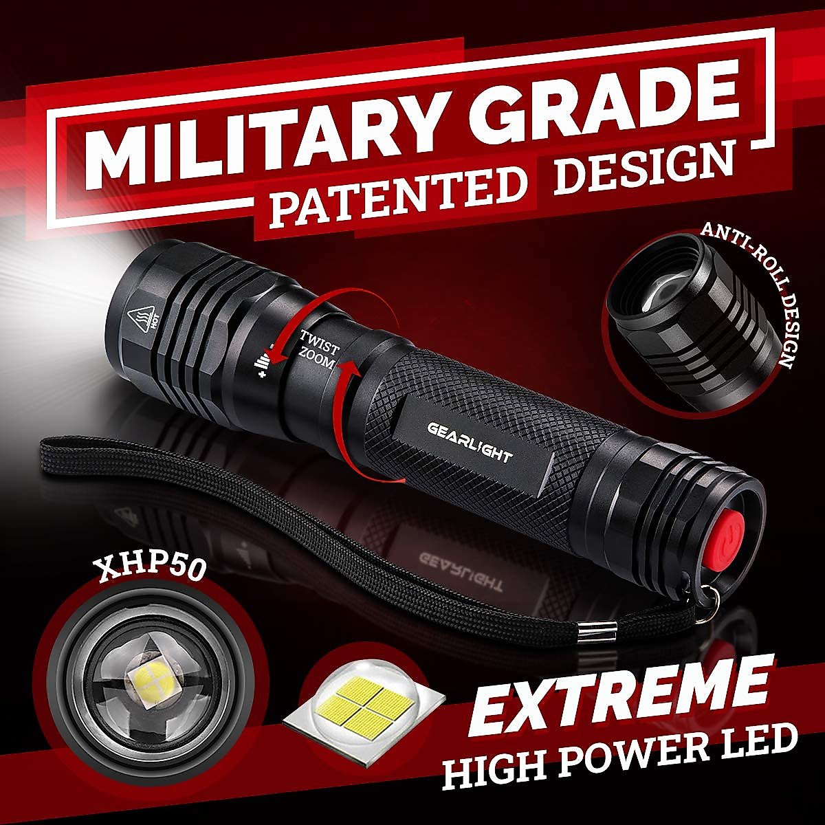 GearLight S2500 LED Flashlight - Extremely Bright, Powerful Tactical Flashlights with High Lumens for Camping, Emergency & Everyday Use﻿